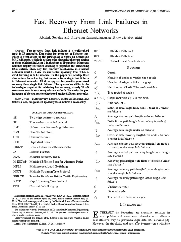 Fast Recovery From Link Failures | PDF | Network Switch | Computer Network