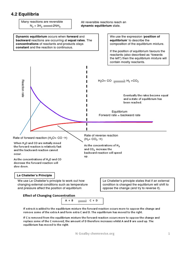 4.2 Equilibria: Effect of Changing Concentration | PDF | Chemical ...