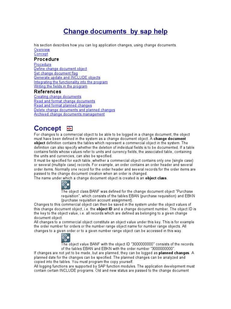 Change Documents by Sap Help | PDF | Subroutine | Computer Program