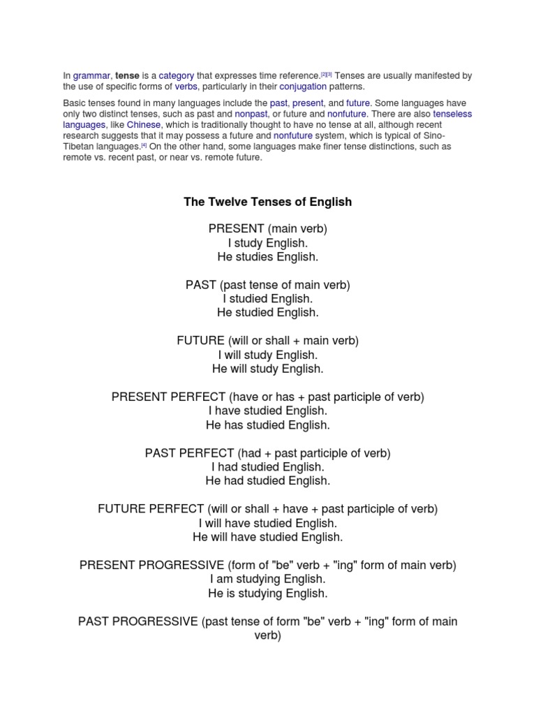 An Overview of Tense in English Grammar: Defining the 12 Verb Tenses ...