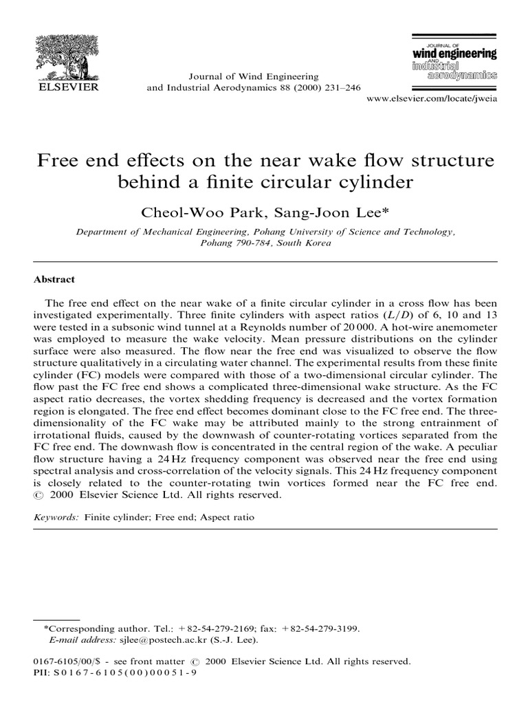 Free End Effects On The Near Wake Flow Structure Behind A Finite Circular Cylinder | PDF ...