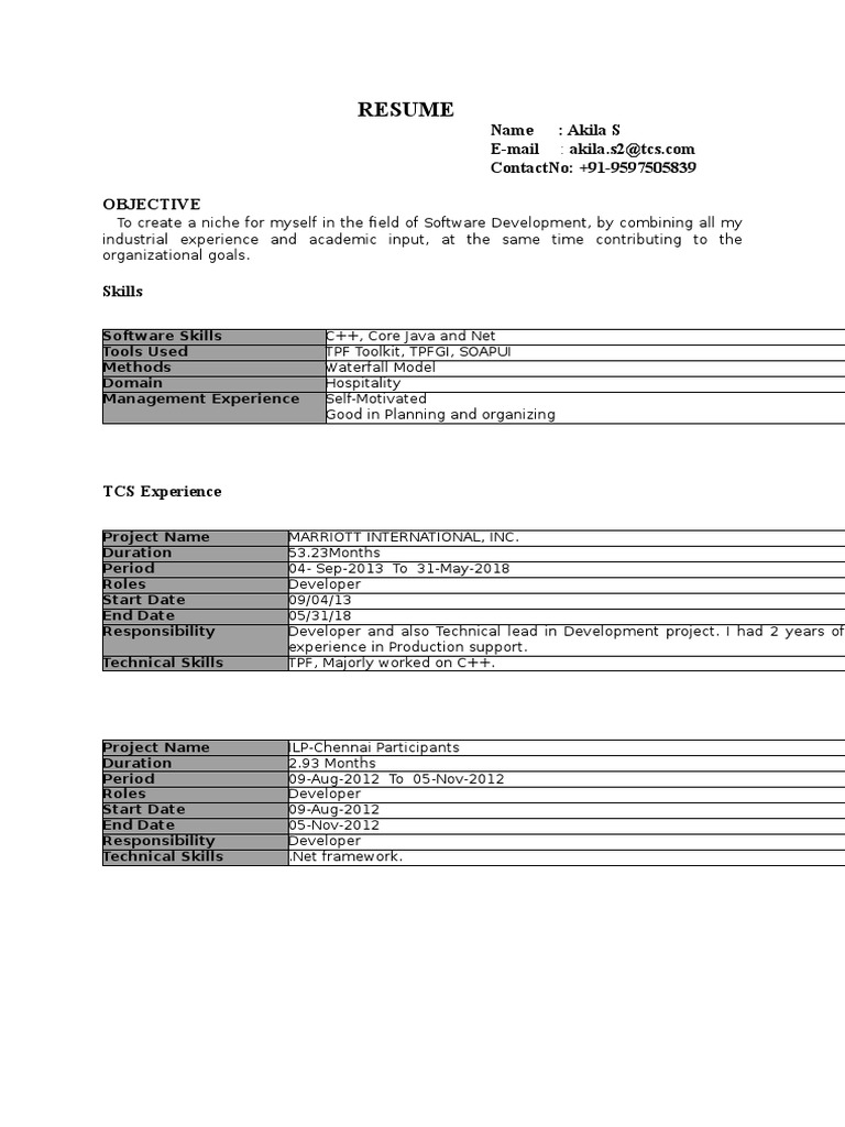 Resume: Name: Akila S Contactno: +91-9597505839 Objective | PDF