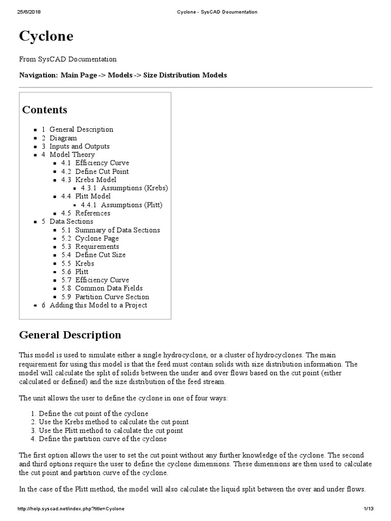 Cyclone - SysCAD 2 Documentation | Download Free PDF | Density ...