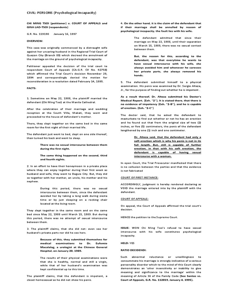 Chi Ming Tsoi Digest | PDF | Marriage | Sexual Intercourse