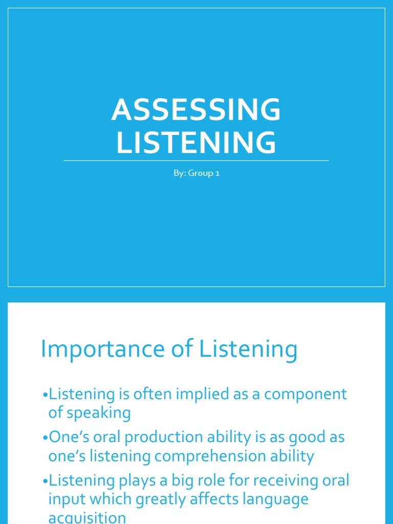 Assessing Listening | Speech | Reading Comprehension