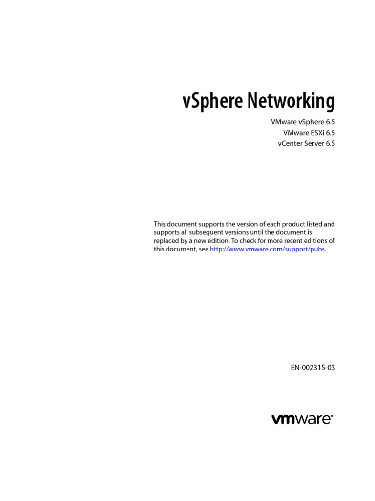 Vsphere Esxi Vcenter Server 65 Networking Guide | PDF | Network Switch ...