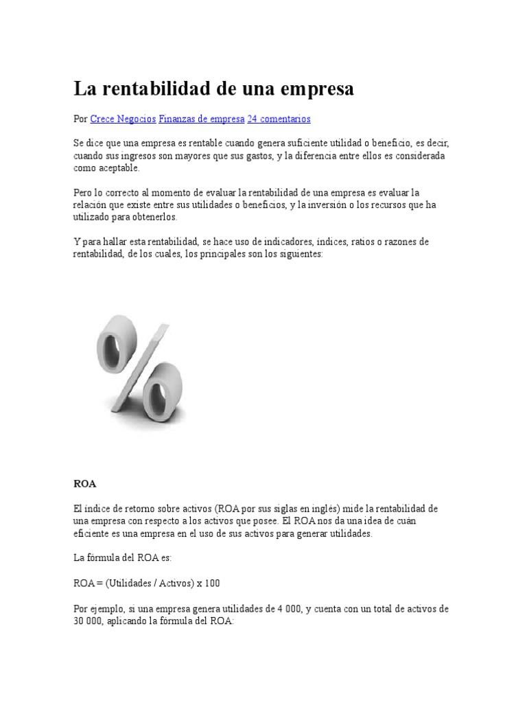 Medición de la rentabilidad empresarial: ROA, ROE y rentabilidad sobre ...