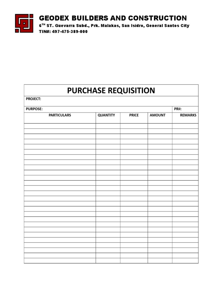 Geodex Purchase Requisition Form | PDF