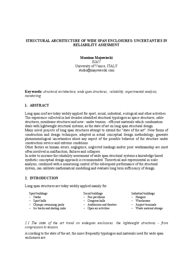 Reliability in Wide Span Structures | PDF | Quality Assurance | Reliability Engineering