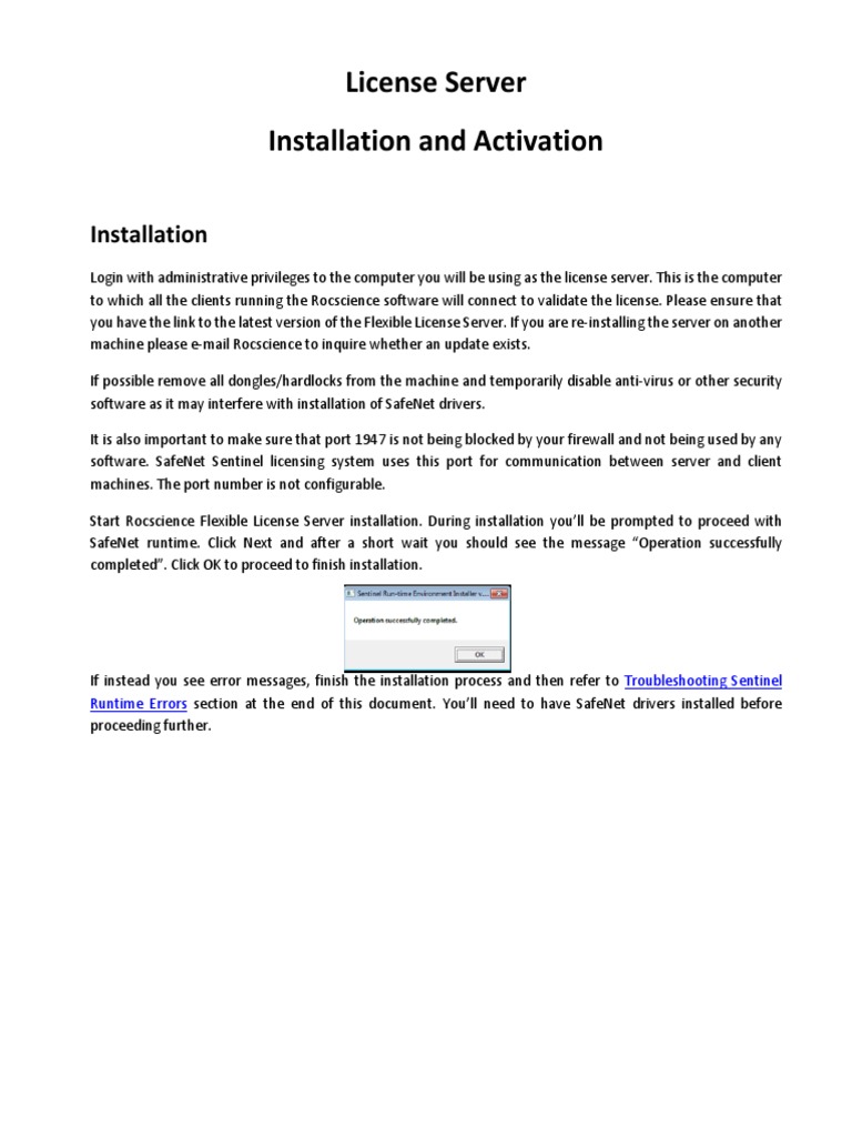 Flexible License - 1. Server Installation and Activation | PDF ...