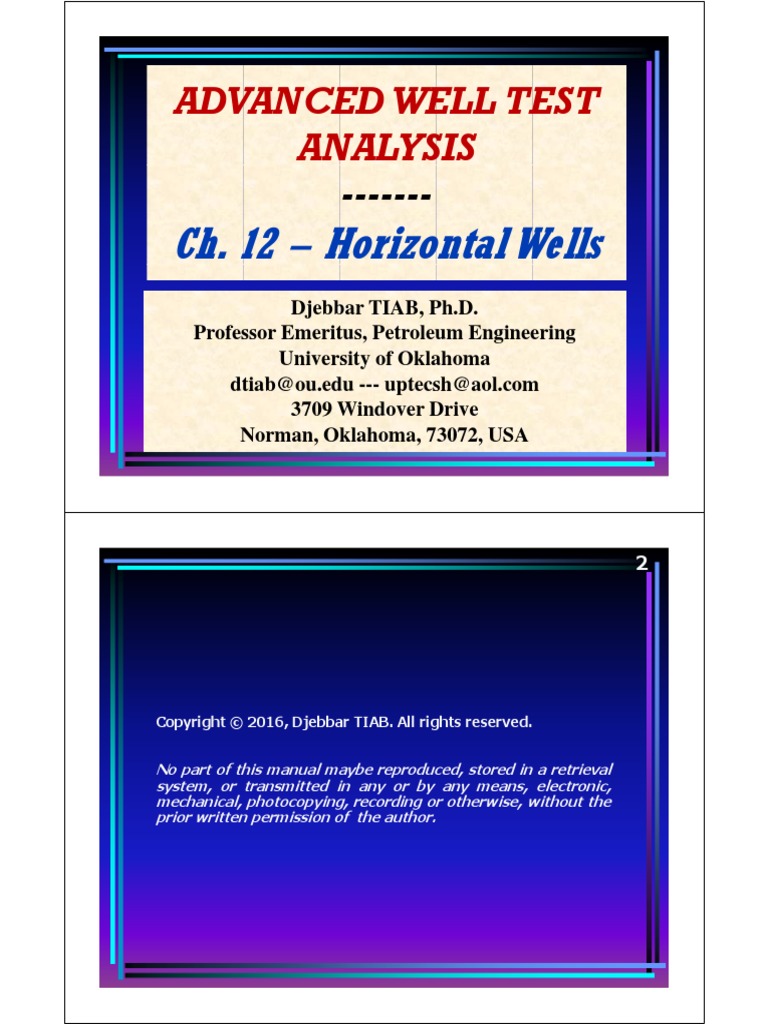 Chapter 12 (WTA) - Horizontal Well Test Analysis (D. Tiab) | PDF ...