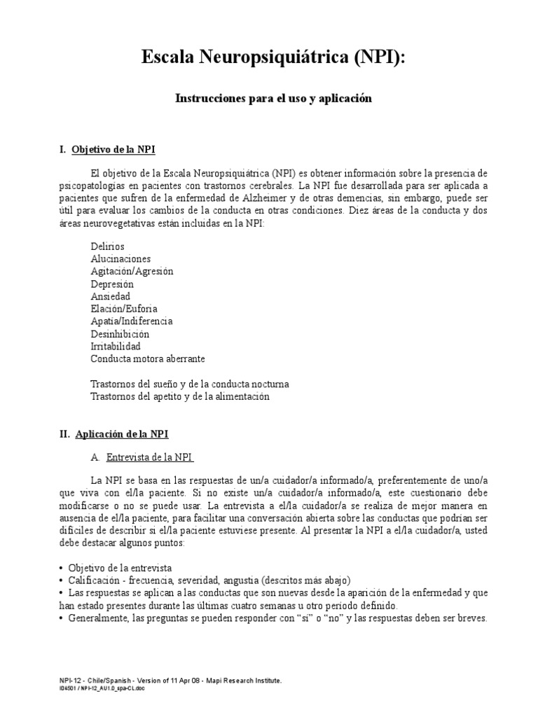 Npi 12 Au1.0 Spa CL | PDF | Depresión (estado de ánimo) | Ansiedad