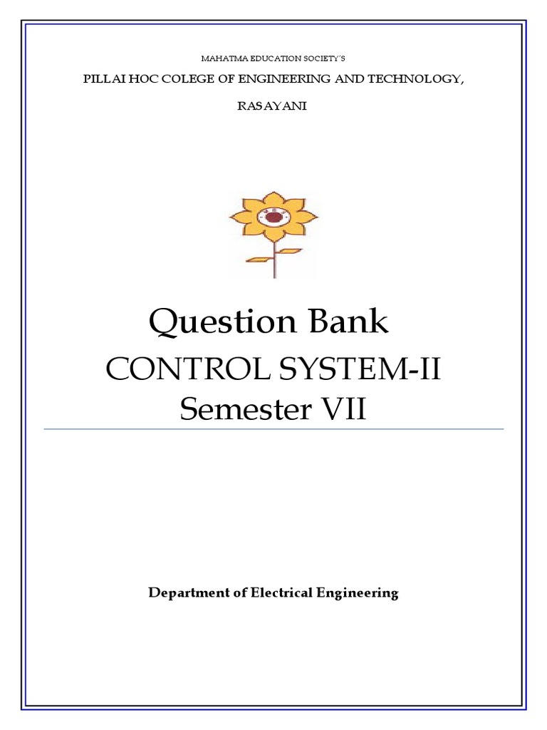 Question Bank: Control System-Ii Semester VII | PDF | Programmable ...