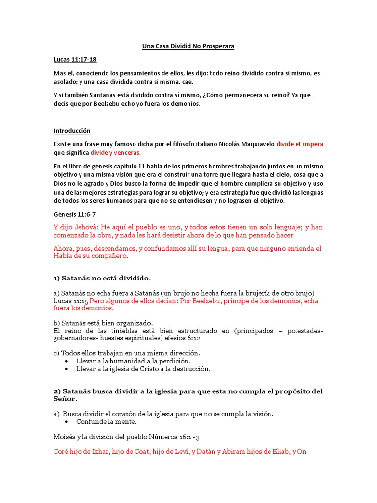Una Casa Dividida No Prosperará | PDF | Demonios | Brujería