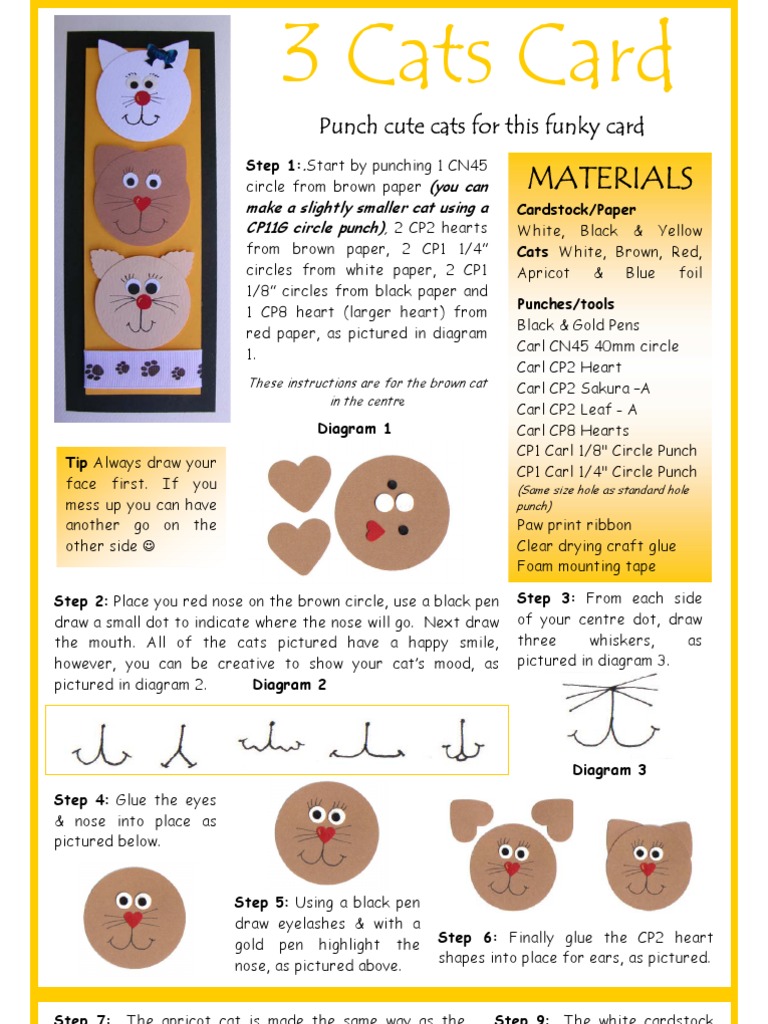 DIY Cute Cat Card Tutorial | PDF
