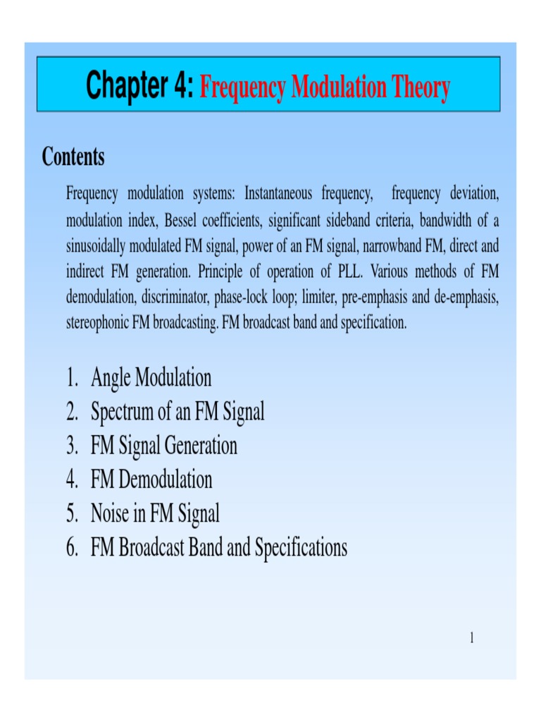 Chapter 4 Frequency Modulation | PDF | Frequency Modulation | Detector (Radio)