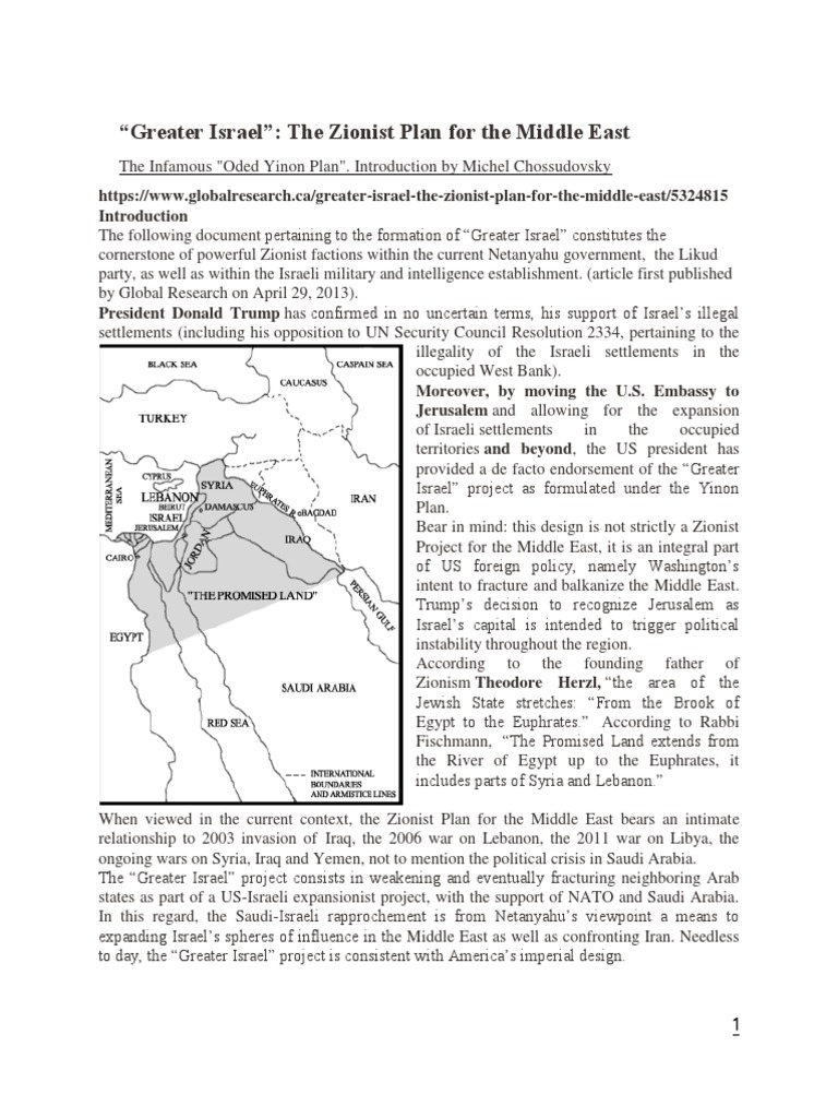 "Greater Israel": The Zionist Plan For The Middle East | PDF | Israel ...