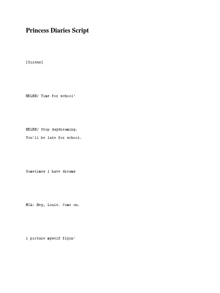 Princess Diaries Transcript | PDF | The Princess Diaries