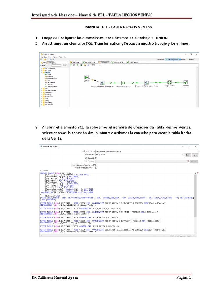 Manual Pentaho Data Integration - Tabla Hecho Venta | PDF | SQL | Gestión de datos