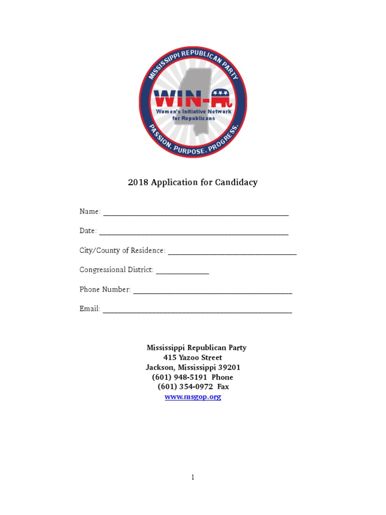 WIN Application | PDF | Republican Party (United States) | American ...