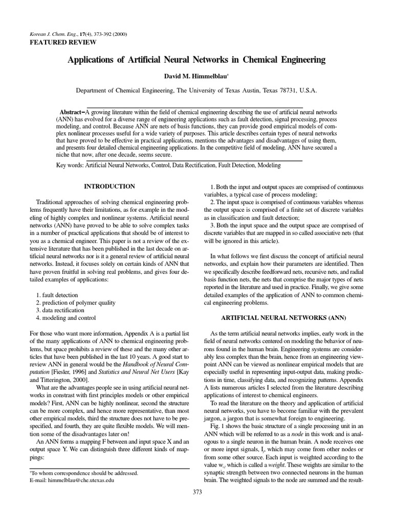 Article - Applications of Artificial Neural Networks in Chemical ...