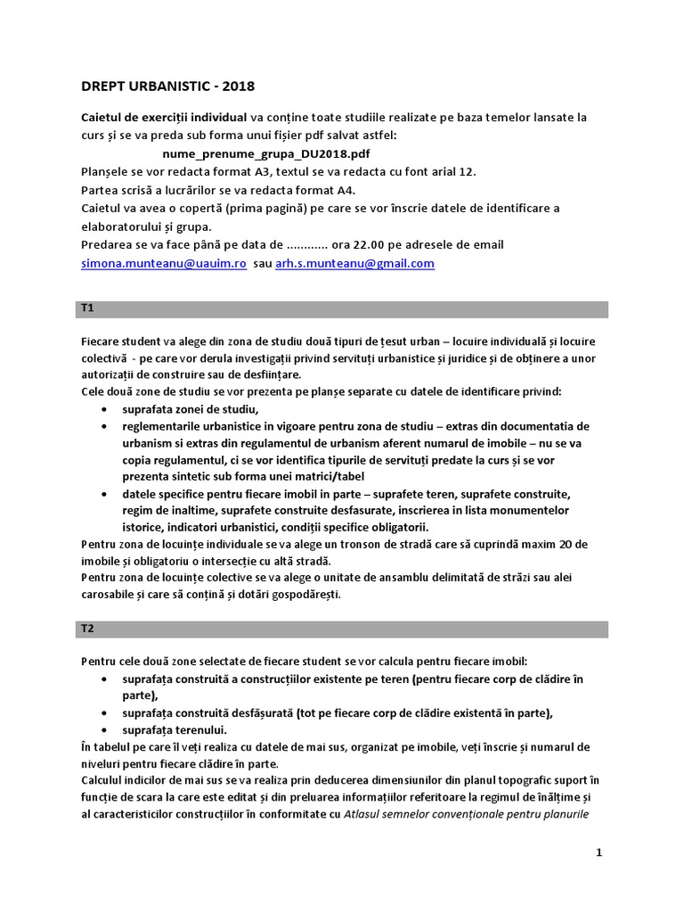 Caiet Exercitii - Tema Du 2018 PDF | PDF
