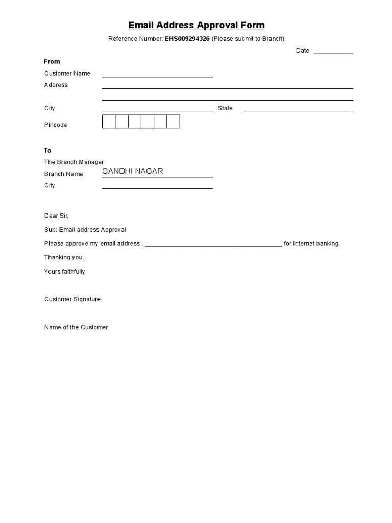 Email Address Approval Form: Gandhi Nagar | PDF