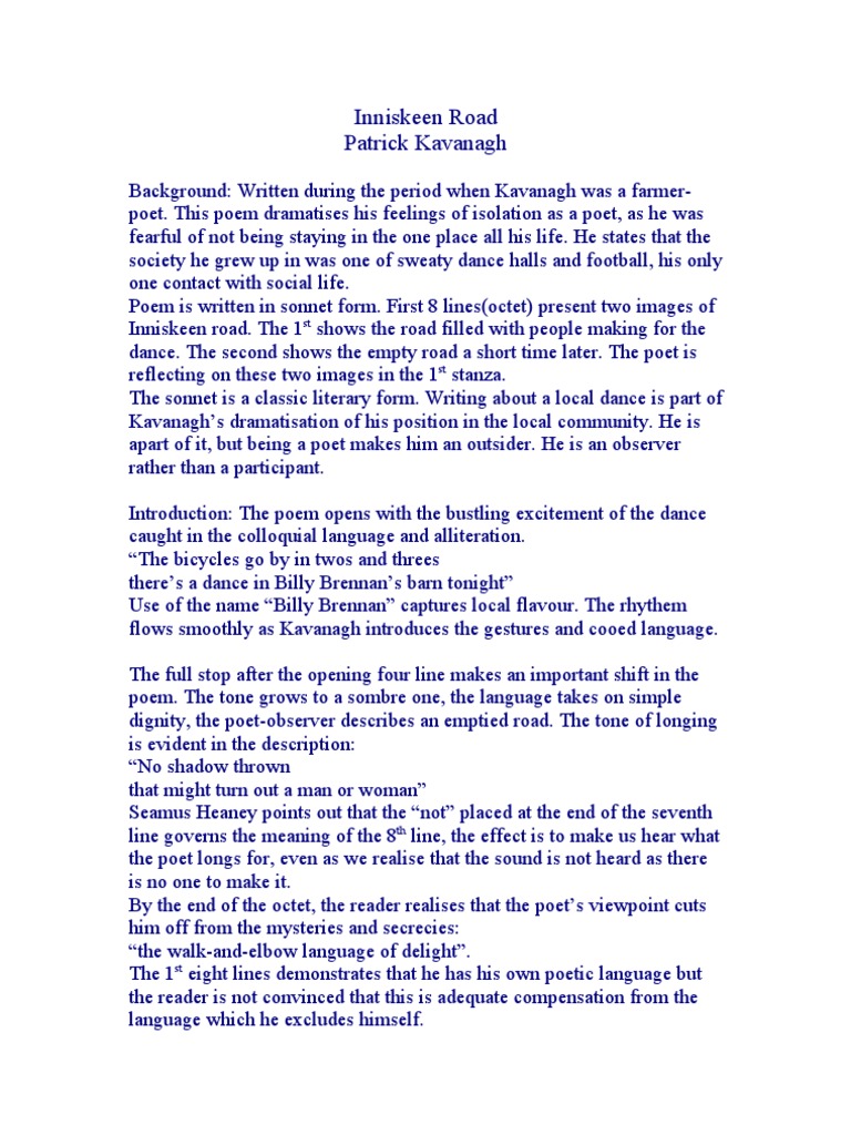 Inniskeen Road | PDF | Poetry