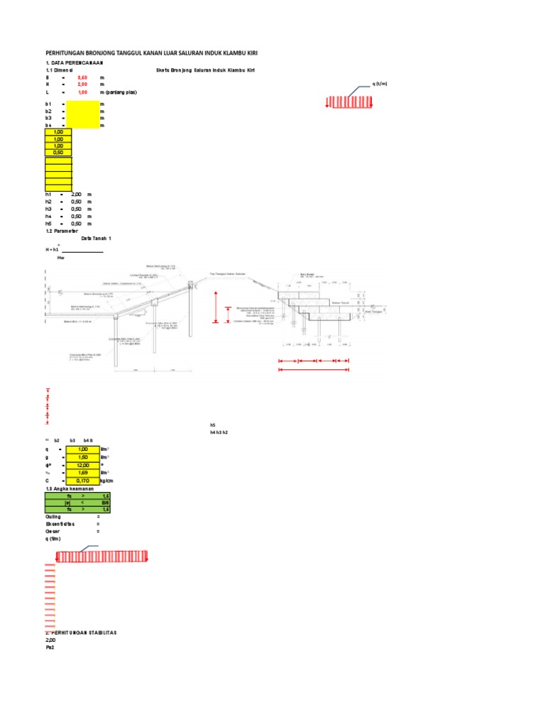 Perhitungan Stabilitas Bronjong Klamu | PDF
