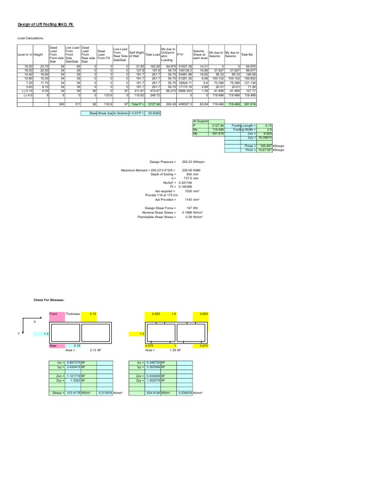 Lift Footing | PDF | Mechanical Engineering | Civil Engineering