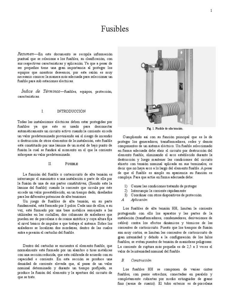 Fusibles Pdf Fusible Eléctrico Corriente Eléctrica