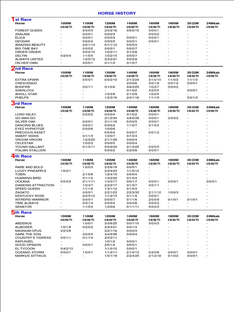 Comprehensive Horse Race History Data | PDF | Technology & Engineering