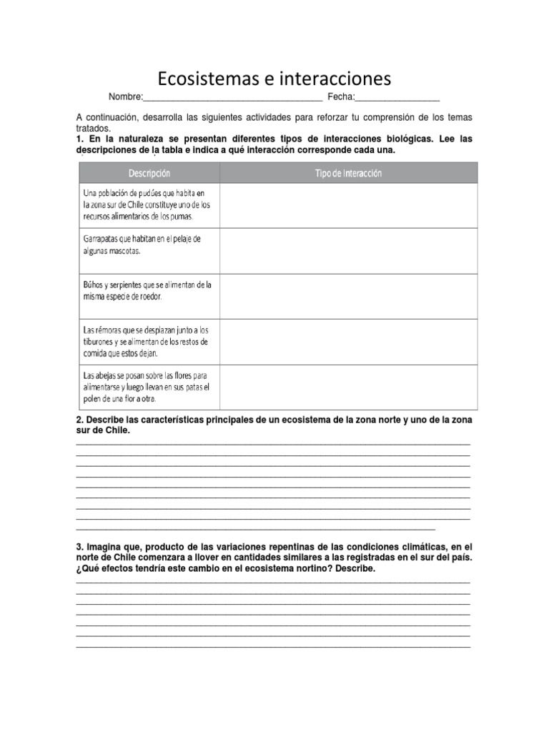 Comprensión de ecosistemas y las interacciones entre sus componentes ...