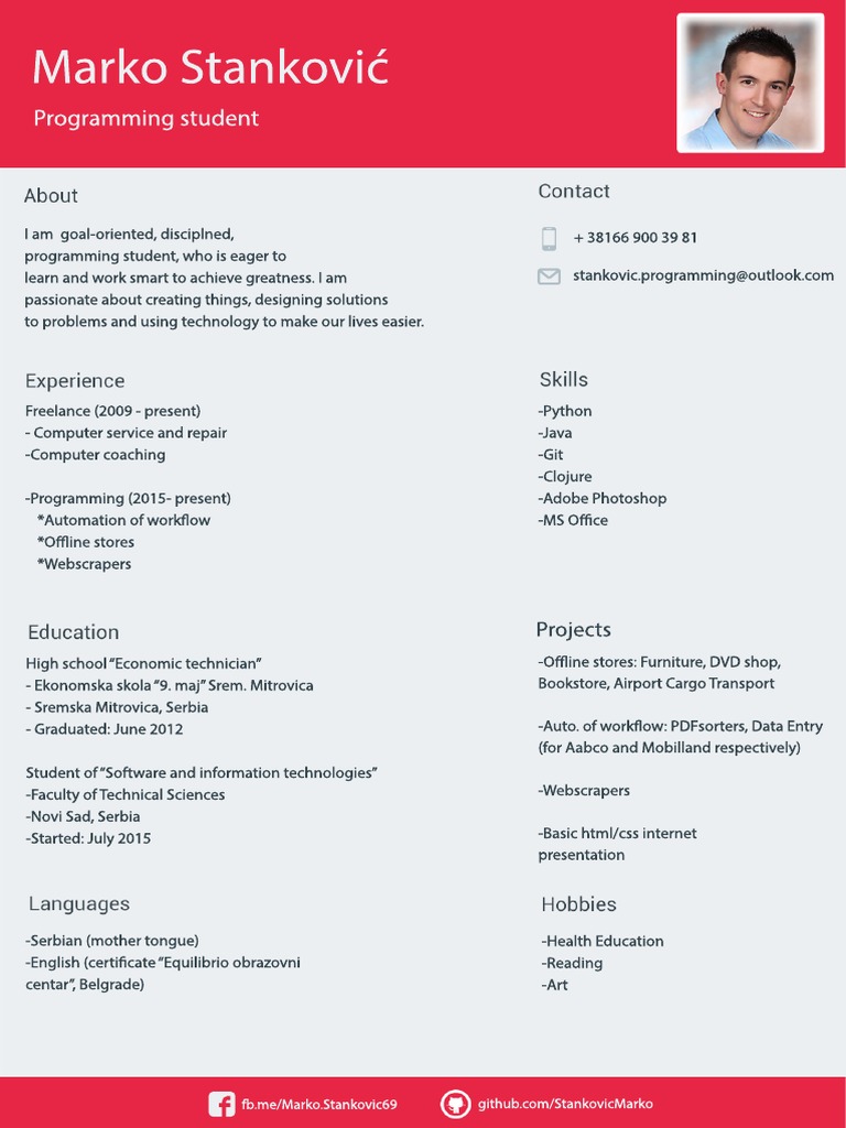 CV Marko Stankovic2016 | PDF