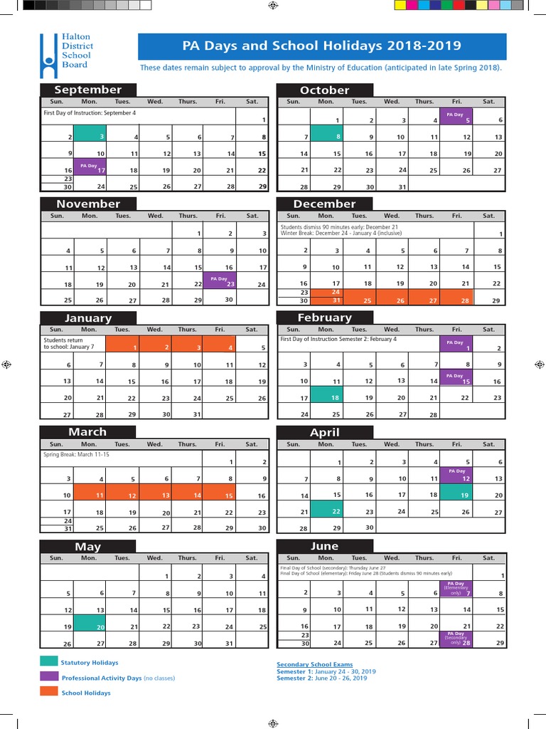 HDSB On Line Calendar 2018-2019 | PDF | Academic Term | Behavior ...