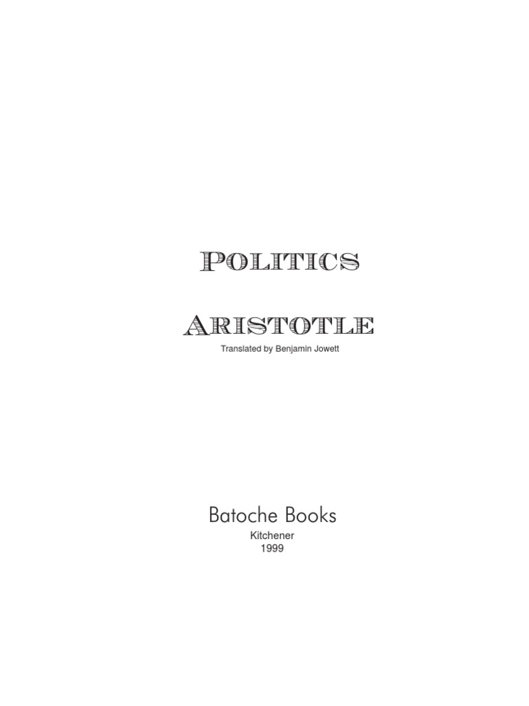 Aristotle's Politics: A Natural State Analysis | PDF | Virtue | Wealth