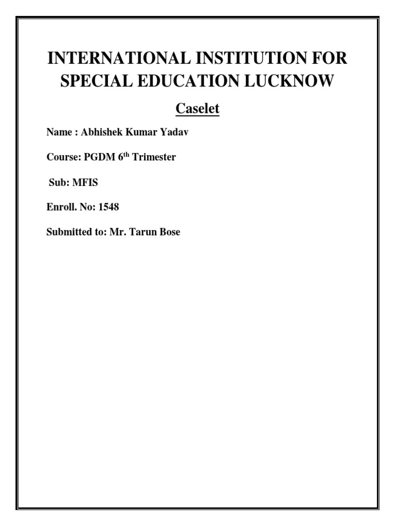 International Institution For Special Education Lucknow: Caselet | PDF | Representativeness ...