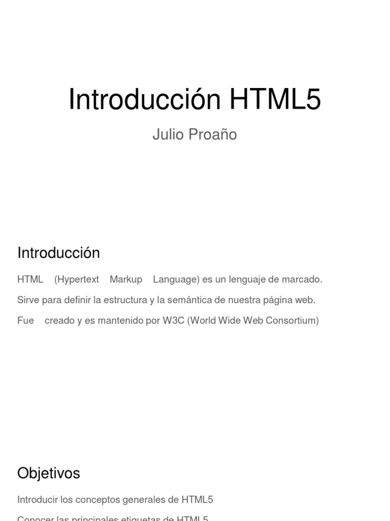 Introducción HTML5 | PDF | HTML5 | HTML