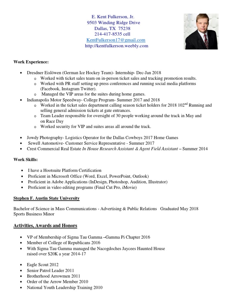 Kent Fulkerson's Professional Resume | PDF