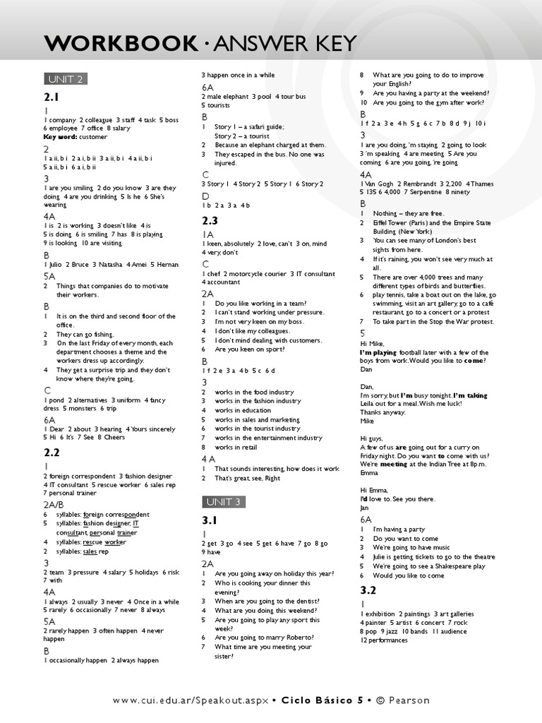 Workbook Answer Key: Unit 2 | PDF | Sherlock Holmes | Arthur Conan Doyle