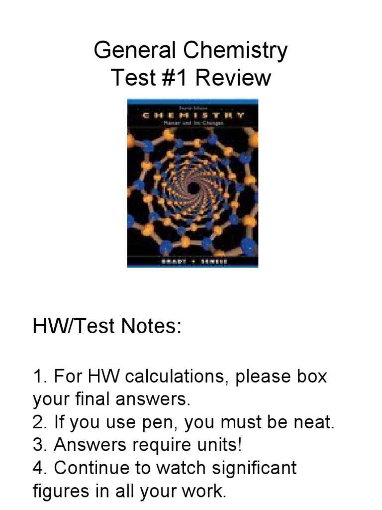 General Chemistry Test #1 Review Guide | PDF | Molecules | Ion