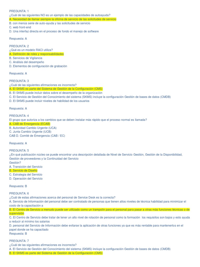 Examen ITIL v3 - Revisar | PDF | Proceso de desarrollo de software ... Examen ITIL v3 - Revisar | PDF | Proceso de desarrollo de software ...