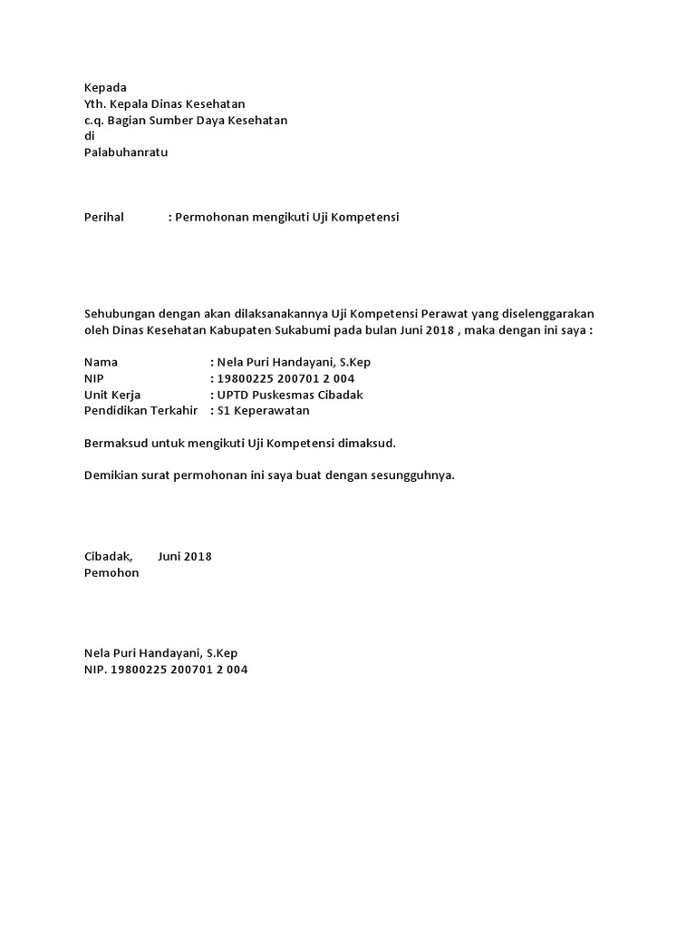 Surat Permohonan Uji Komp | PDF