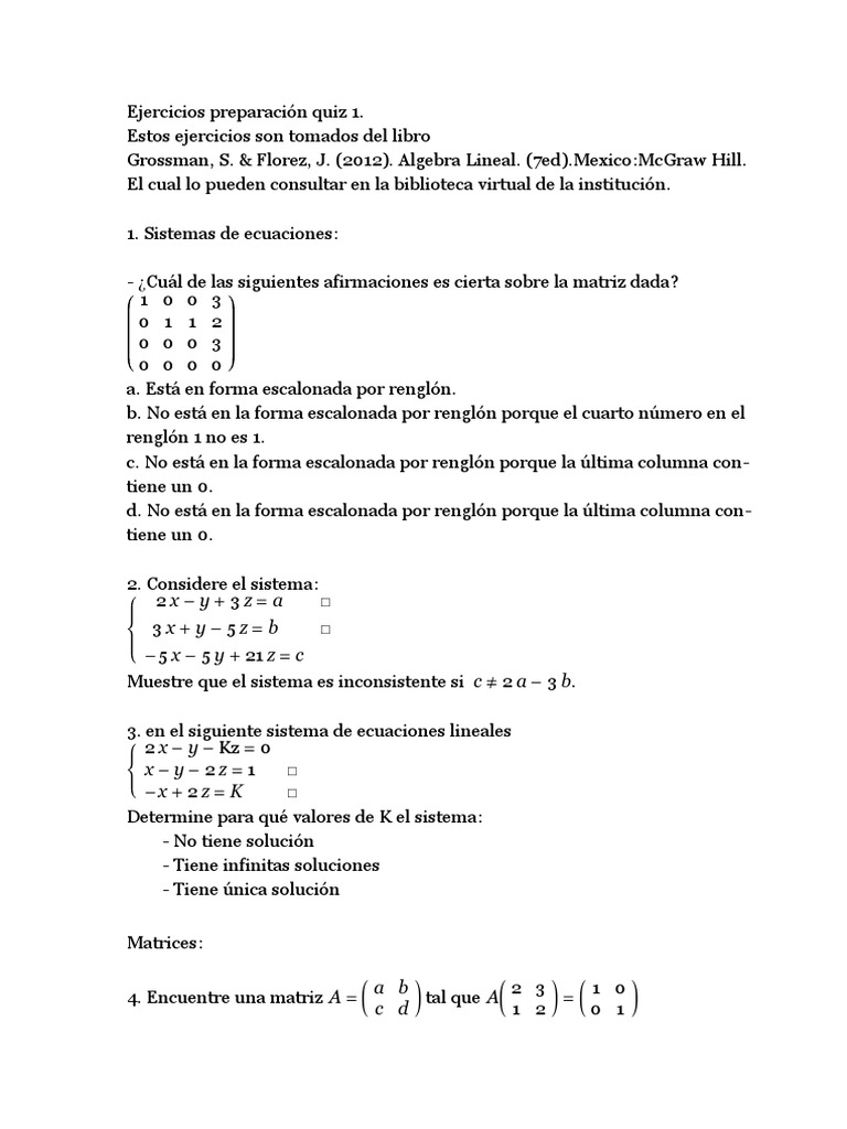 Ejercicios Preparatorios Quiz 1 PDF | PDF