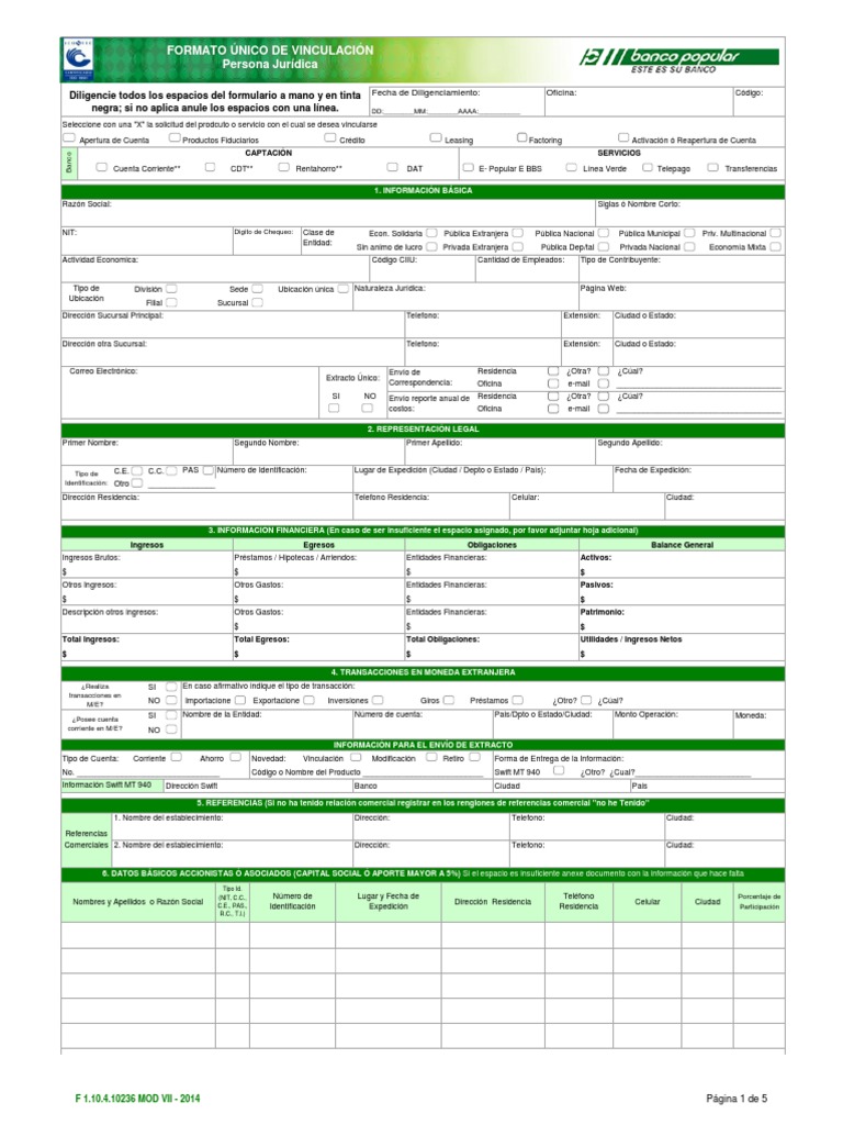 Formato Banco | Bancos | Información