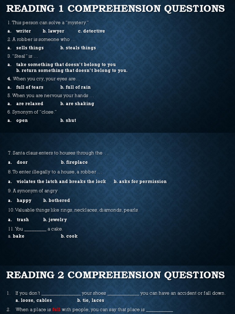 Comprehension Questions | PDF