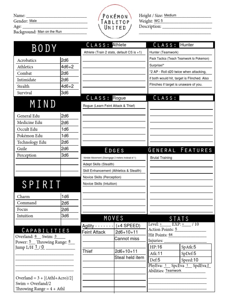 PTU Character | Tabletop Games | Gaming | Free 30-day Trial | Scribd