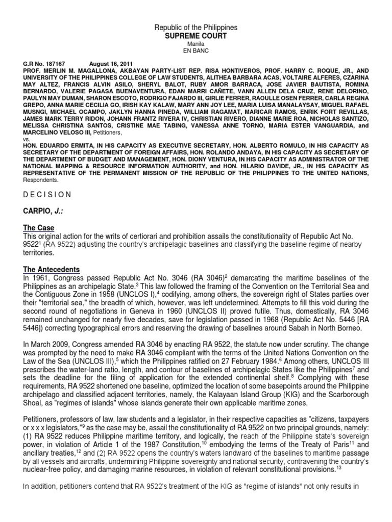 Philippine Baselines Law Constitutionality | PDF | Territorial Waters ...