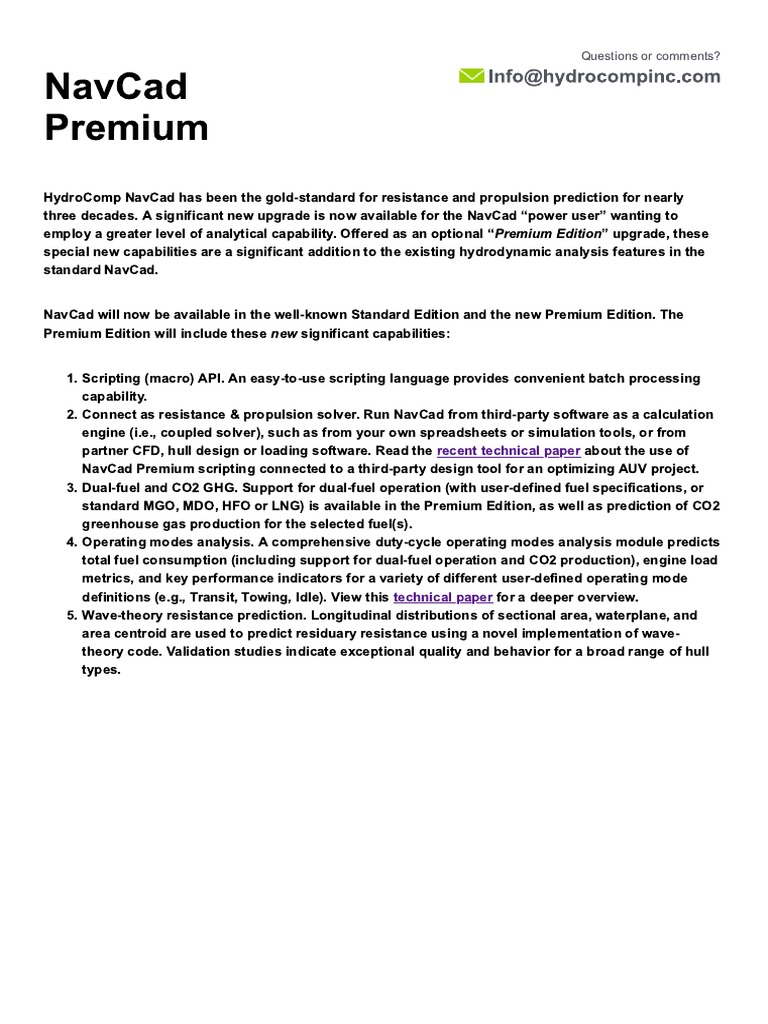 NavCad Premium - HydroComp | PDF