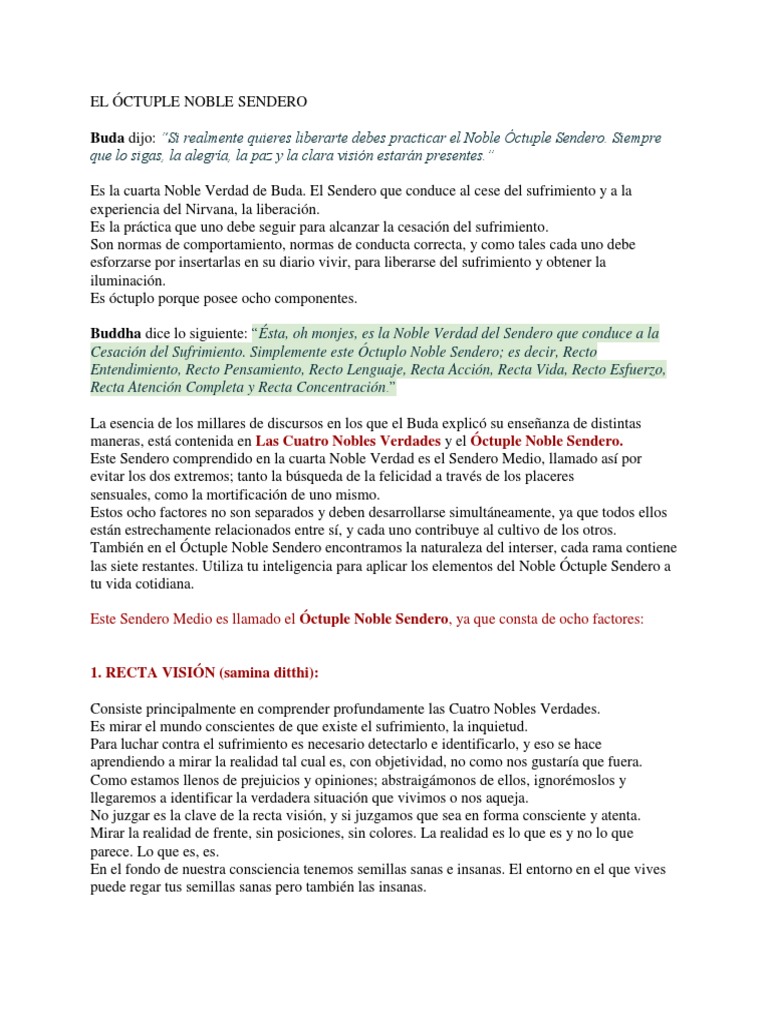 BUDA - Noble Óctuple Sendero | PDF | Noble Óctuple Sendero | Gautama Buddha